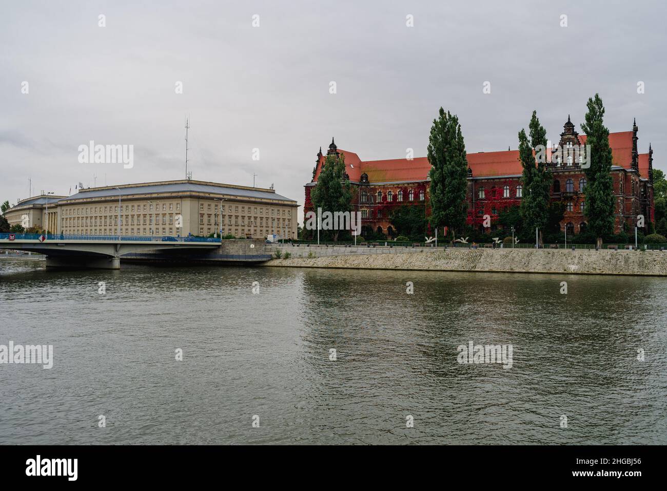 Oder river in the historical part of the city. In the background are ...