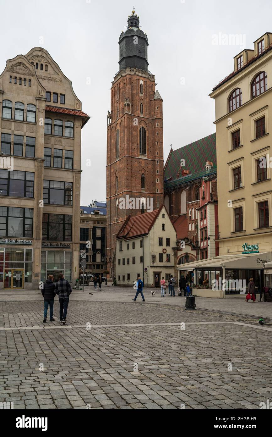 Medieval market square. Historic city center. In the background, the ...