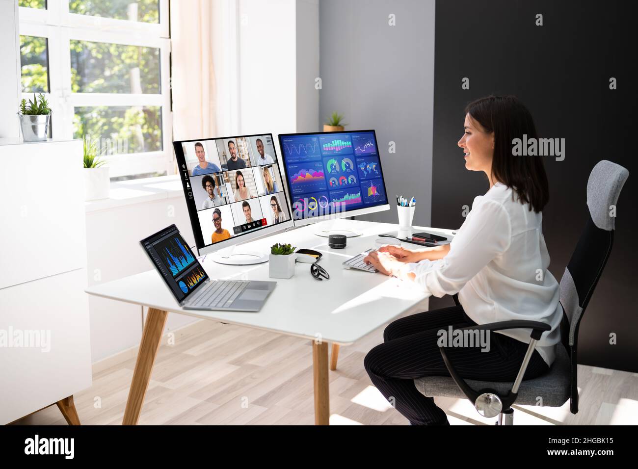 Online Video Conference Call. Remote Webinar Meeting Stock Photo - Alamy