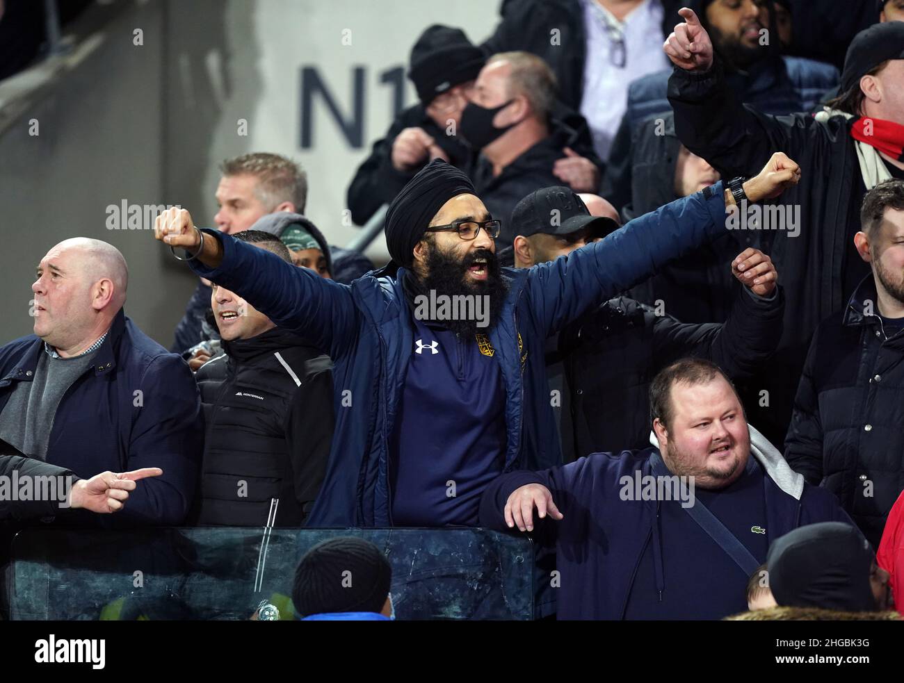 Manchester United fans celebrates during the Premier League match at ...