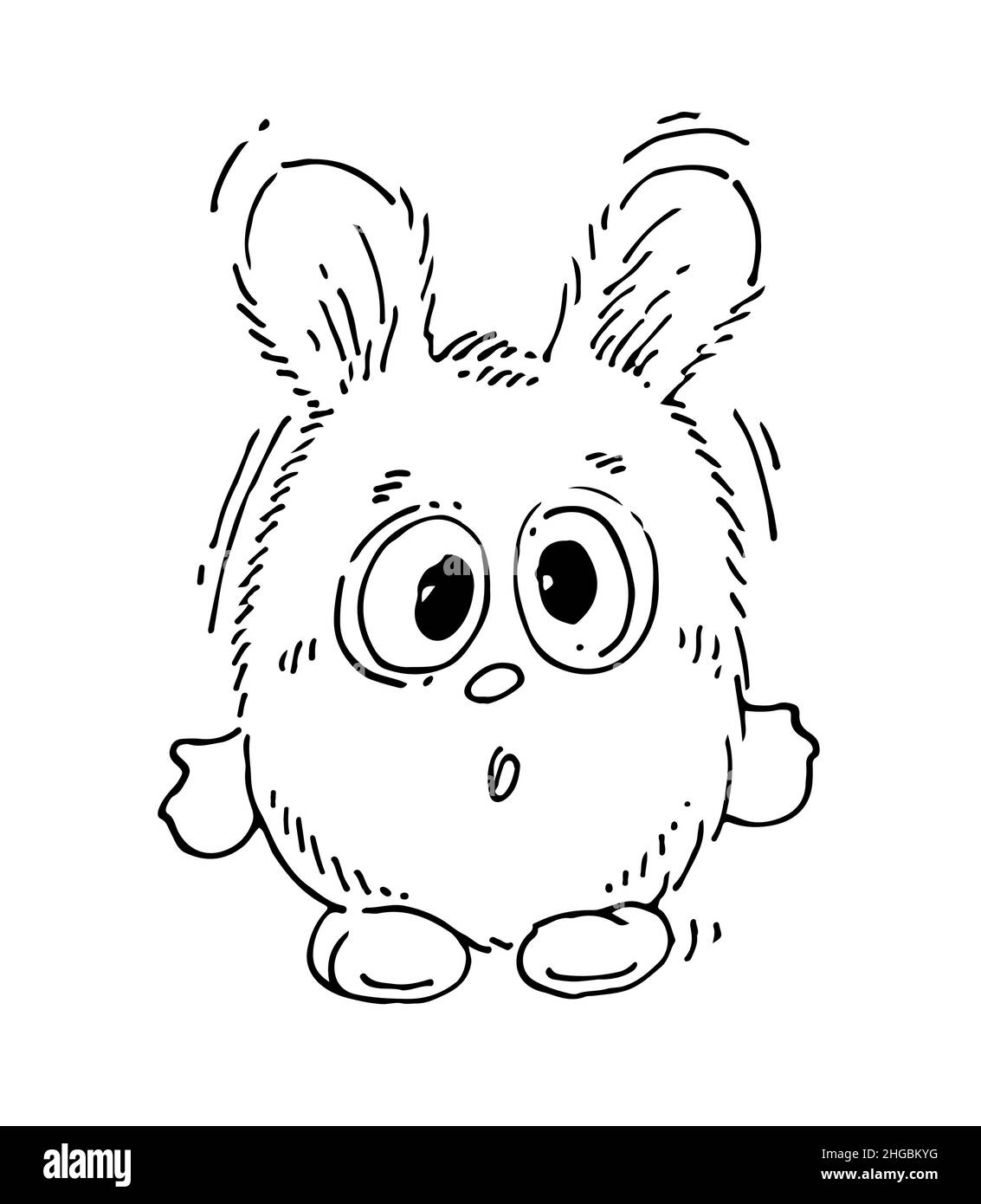 Fat funny hare surprised. Cheerful wild animal. A comical character ...