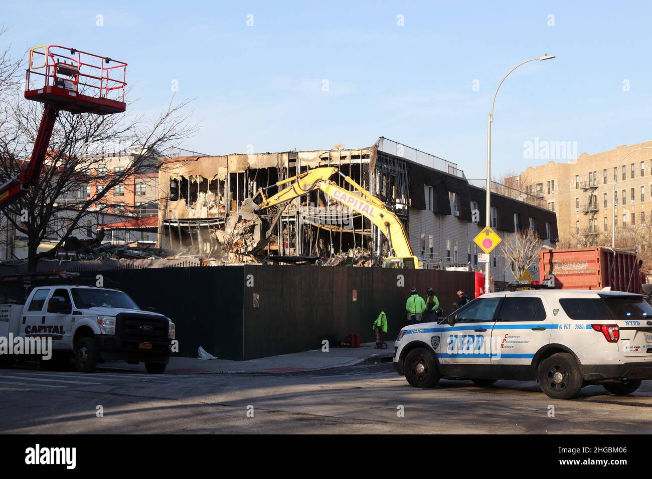 Bronx Fire: Demolition of Homes, New York, NY USA Stock Photo - Alamy