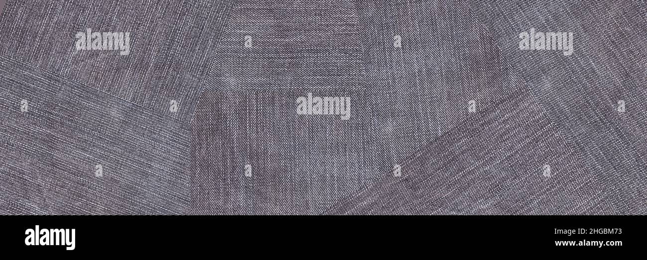 A denium gray jean closeup, banner with space for text. View of old ...