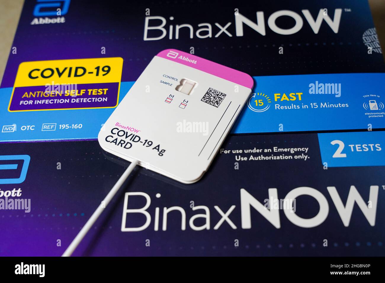 January 19 2022: BinaxNOW COVID-19 antigen self test kits from Abbott ...