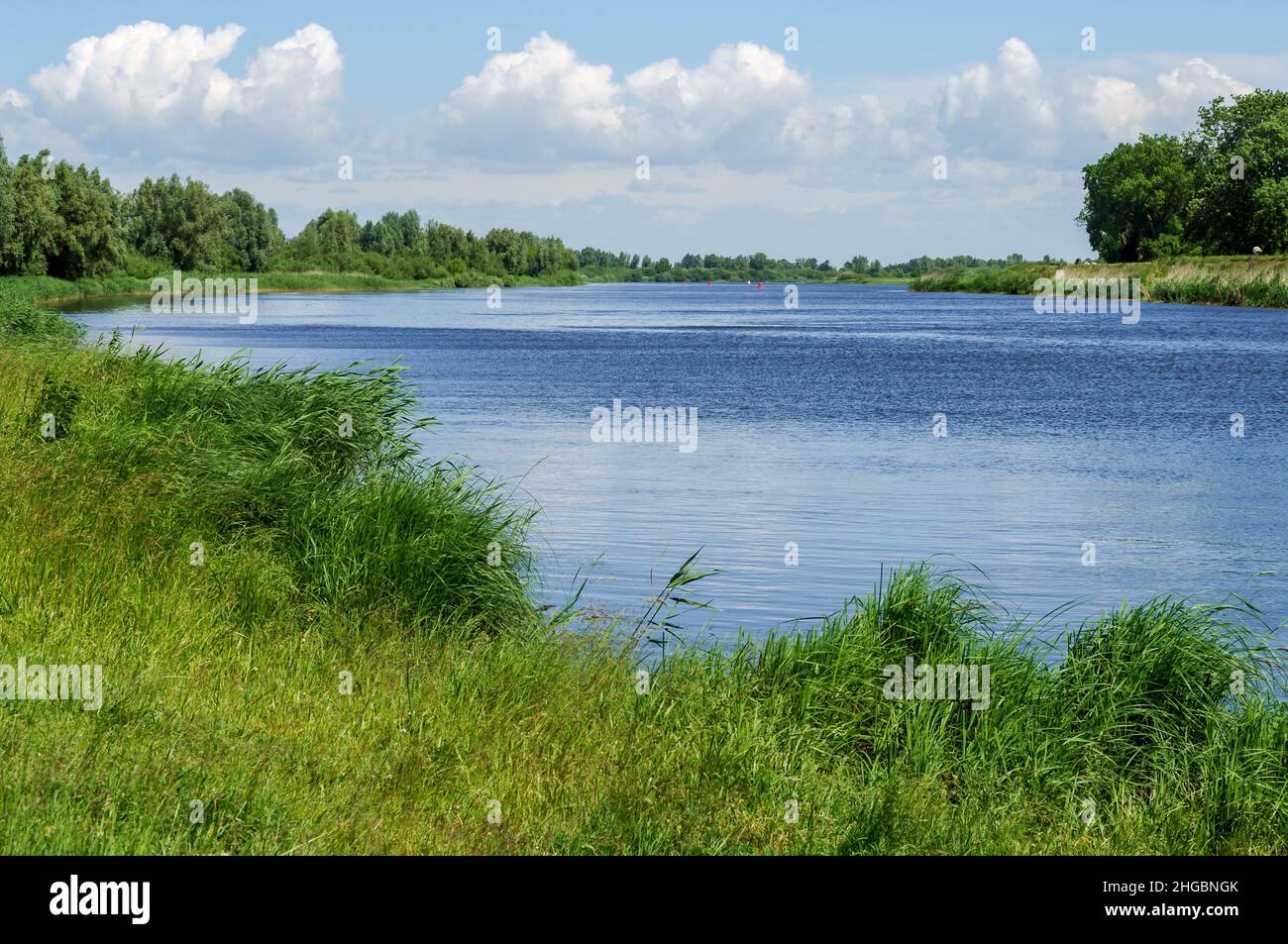 The river or for fishing. View of the river from afar. Landscape of a ...