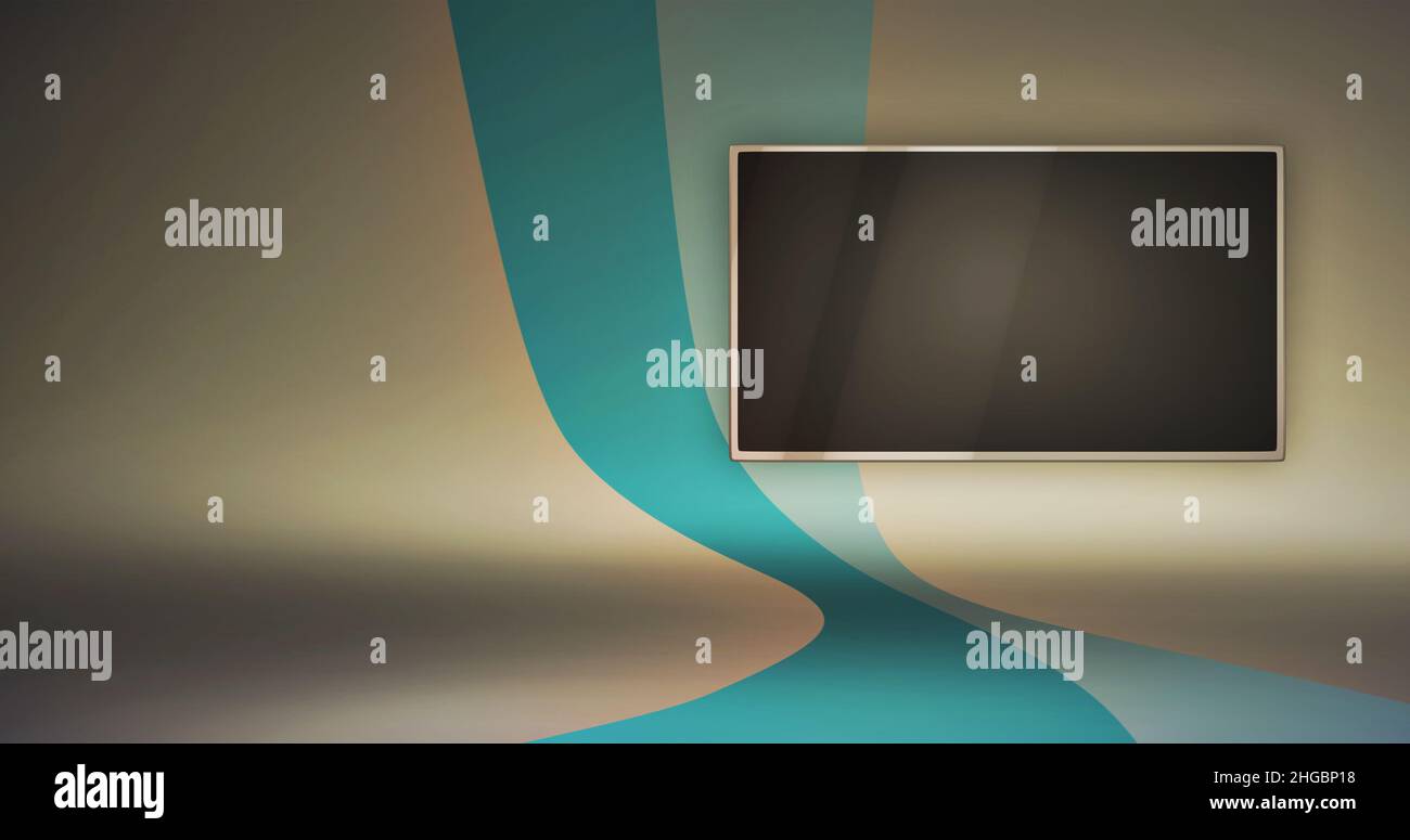 Minimal virtual studio with an empty monitor, ideal for tv news, shows ...