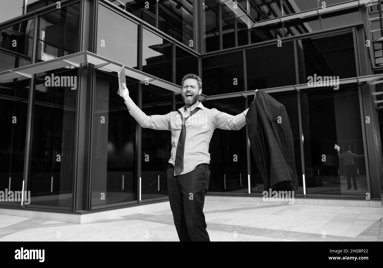 business excitement. man expressing positivity. professional bearded ...