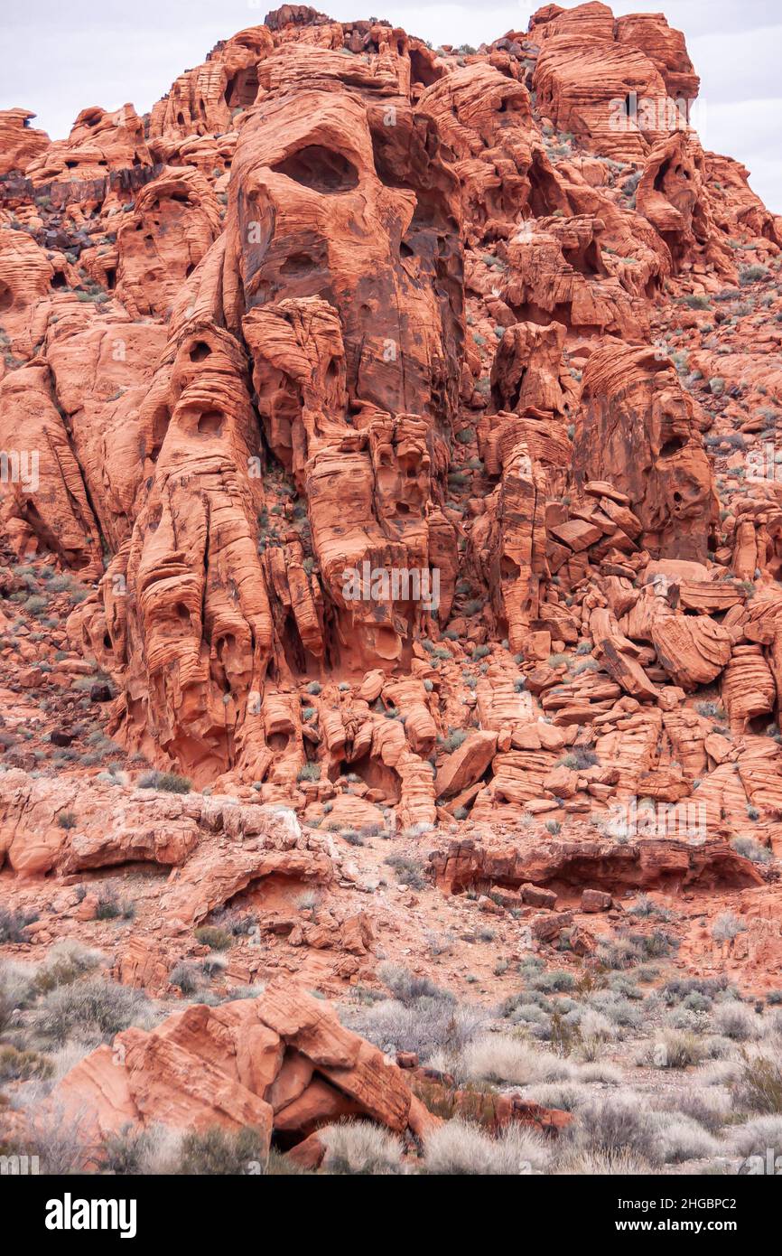 Overton, Nevada, USA - February 24, 2010: Valley of Fire. Closeup ...
