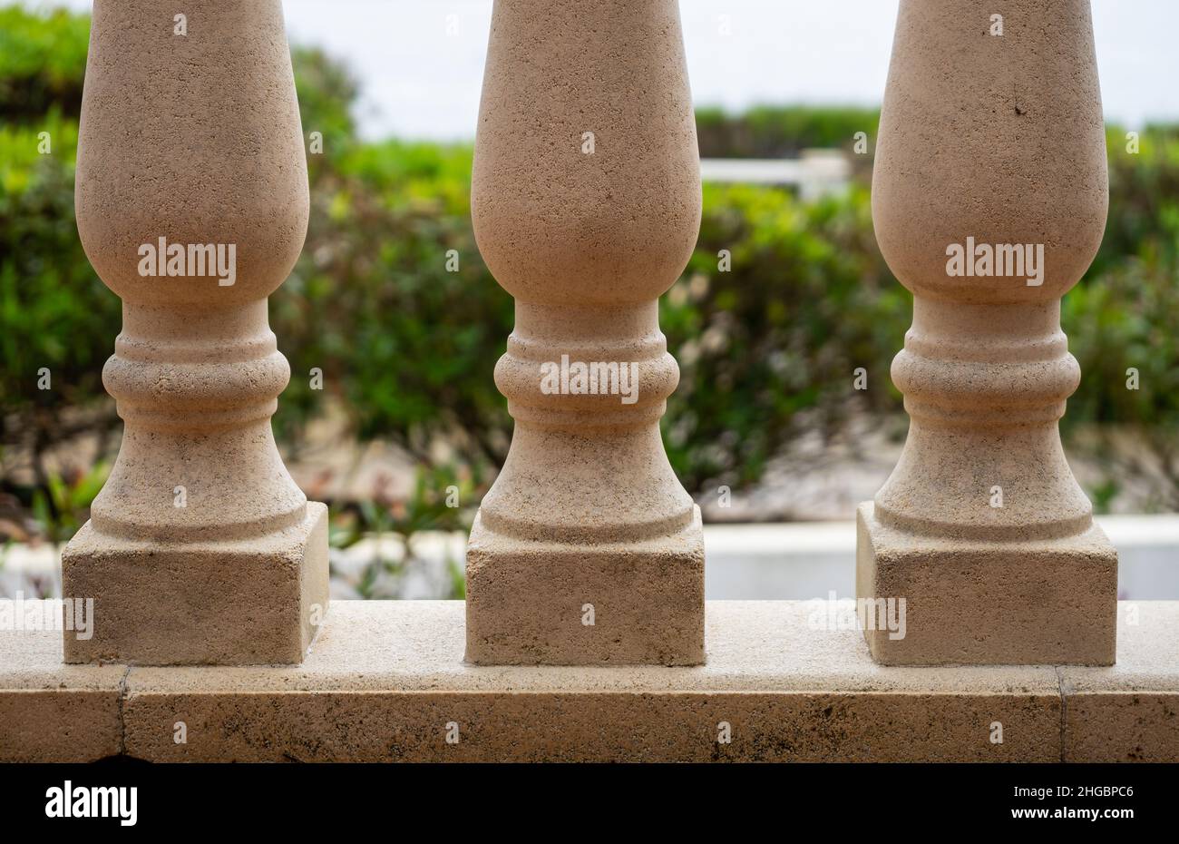 stone balustrade on covered terrace facing outside Stock Photo - Alamy