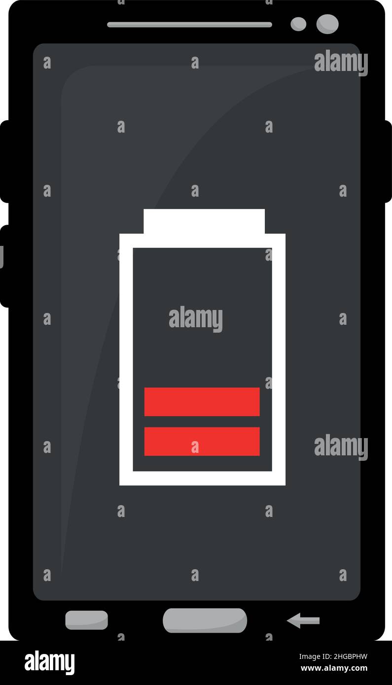 Vector illustration of mobile phone with low battery icon Stock Vector ...