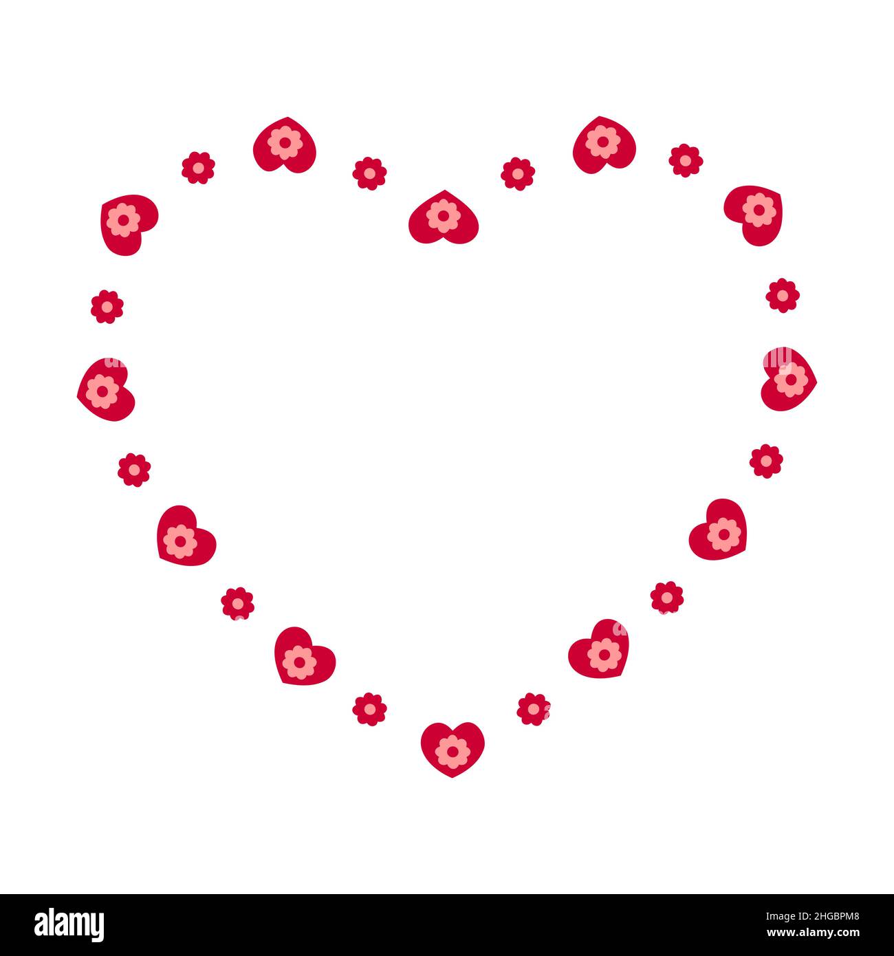 Heart shaped frame with hearts and flowers. Template for Valentine day ...