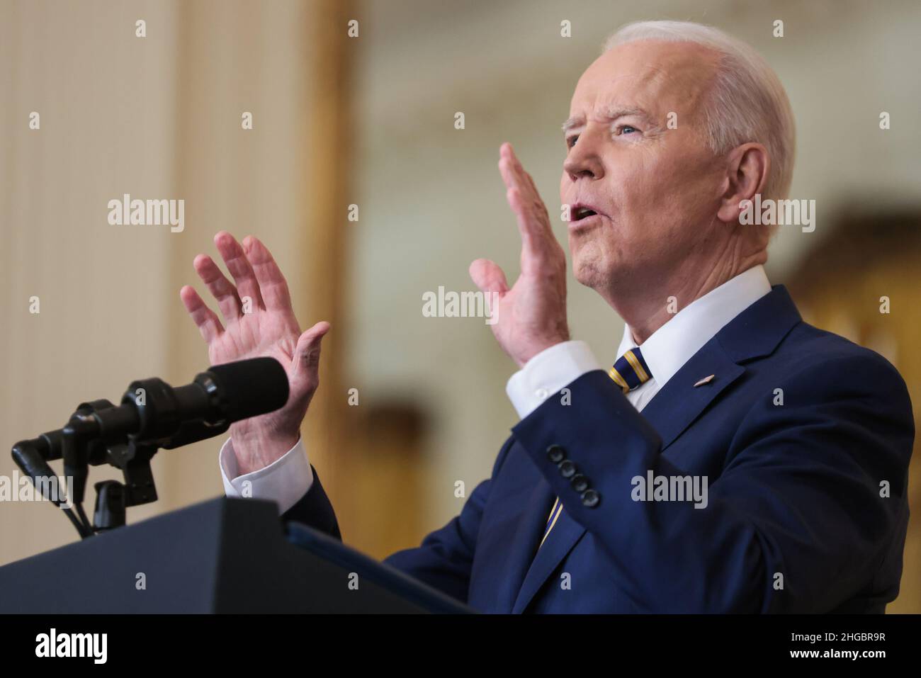 Washington, United States. 19th Jan, 2022. President Joe Biden holds a ...