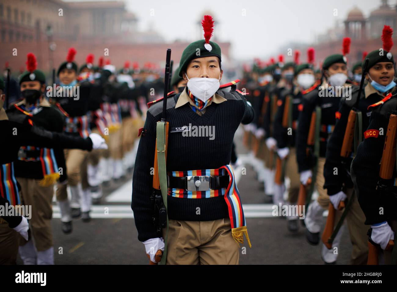 New Delhi, India. 17th Jan, 2022. Members of the National Cadet Corps ...