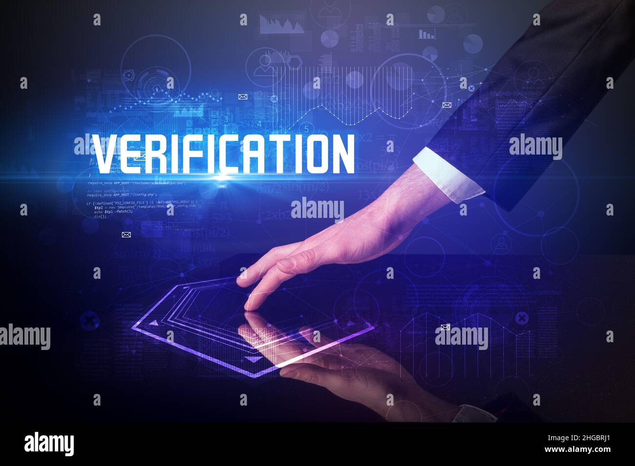 Hand touching digital table concept Stock Photo - Alamy