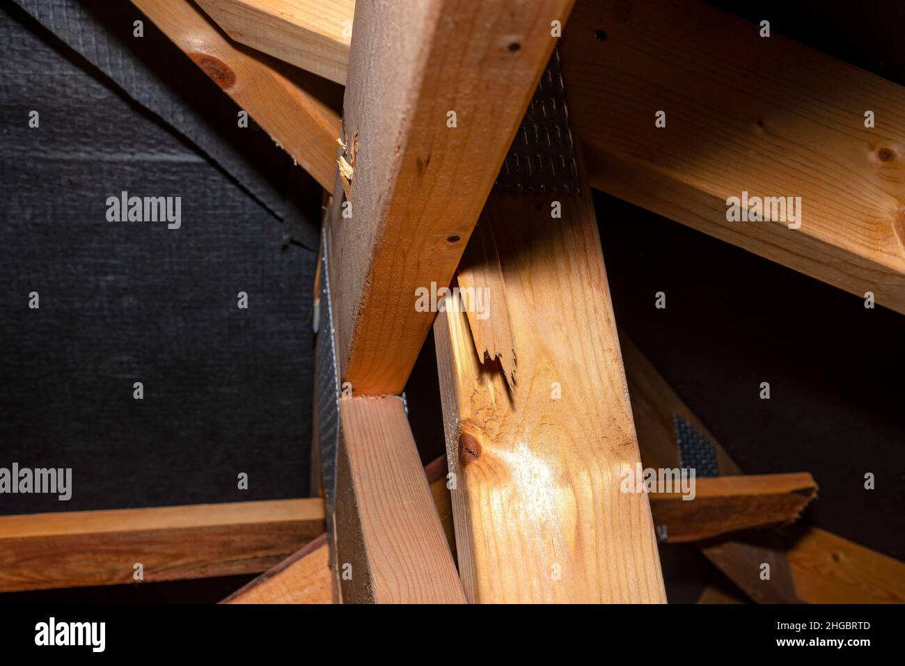 Broken roof trusses hi-res stock photography and images - Alamy