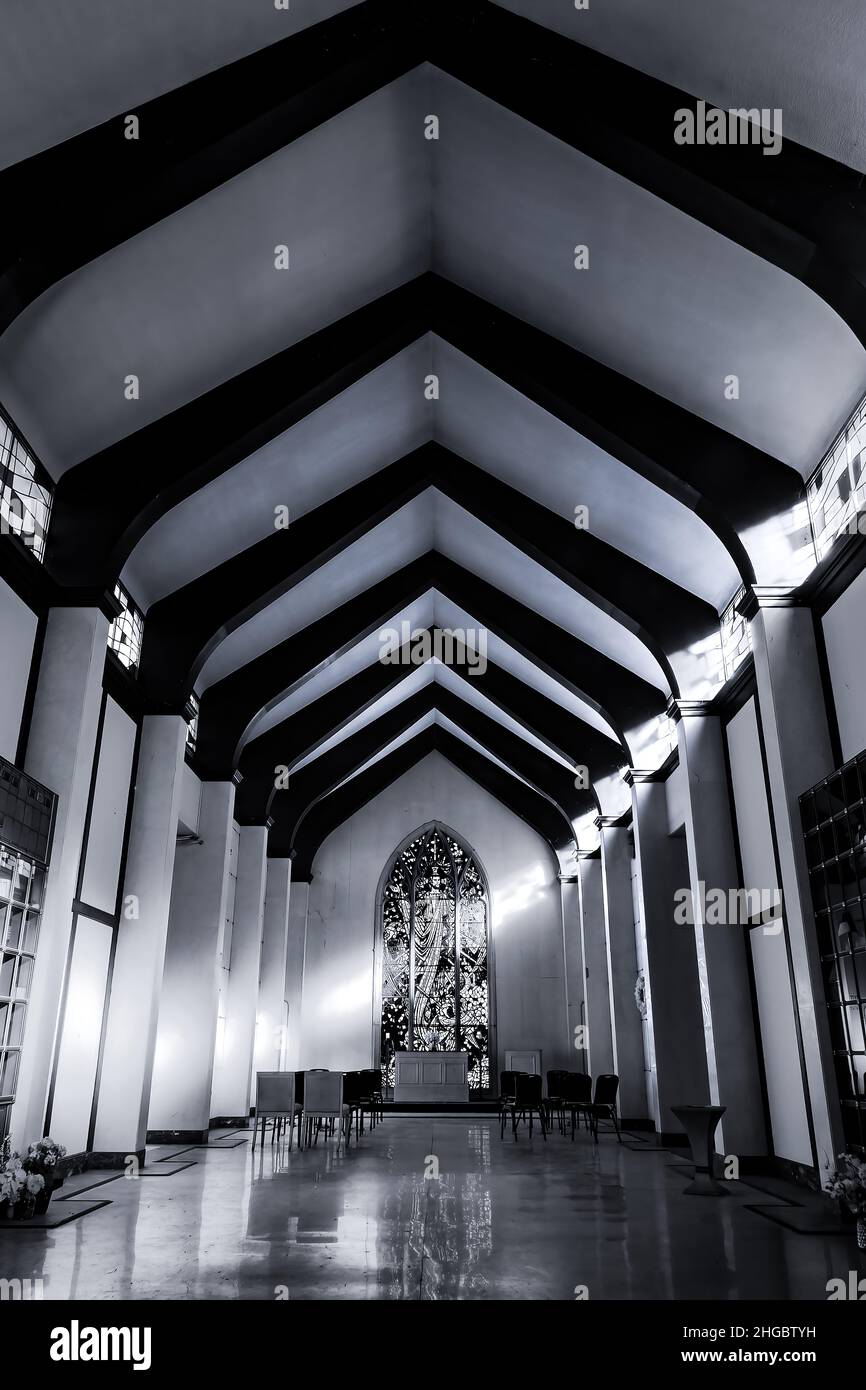 Infrared Leading Lines Architecture inside an obscure Crypt at a small ...