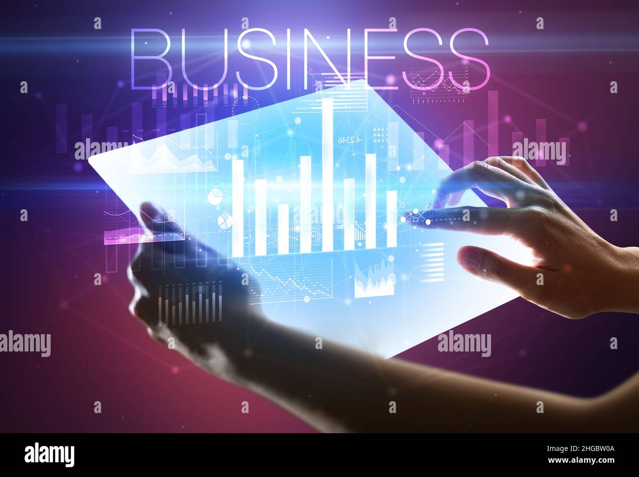 Hand holding futuristic, business concept Stock Photo - Alamy