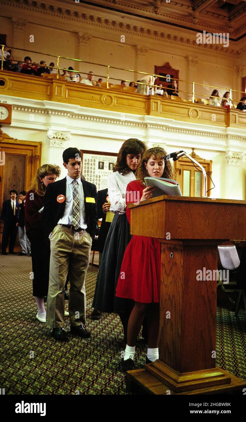 Austin, Texas USA 1990: Teens at legislative session at the Texas ...