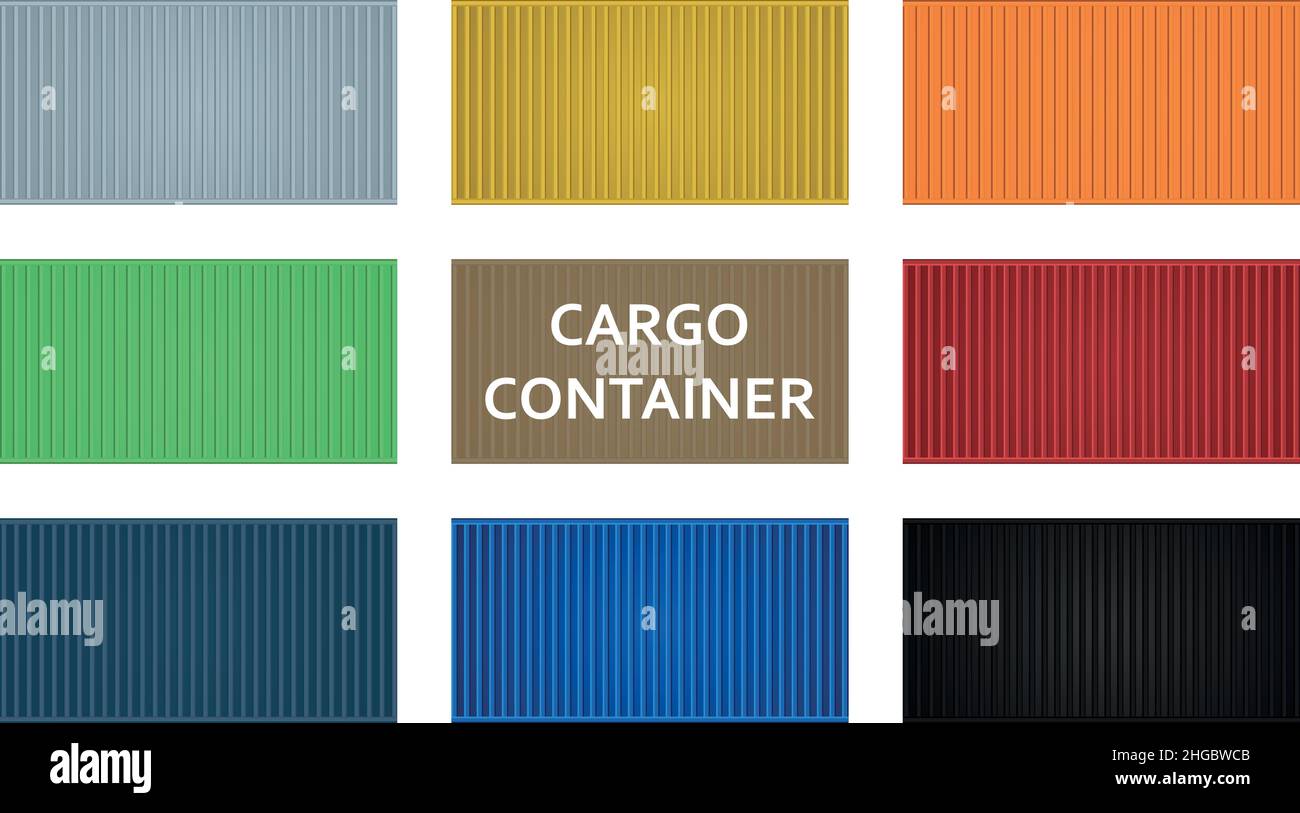 Set of 9 patterns of background cargo containers in different colors ...