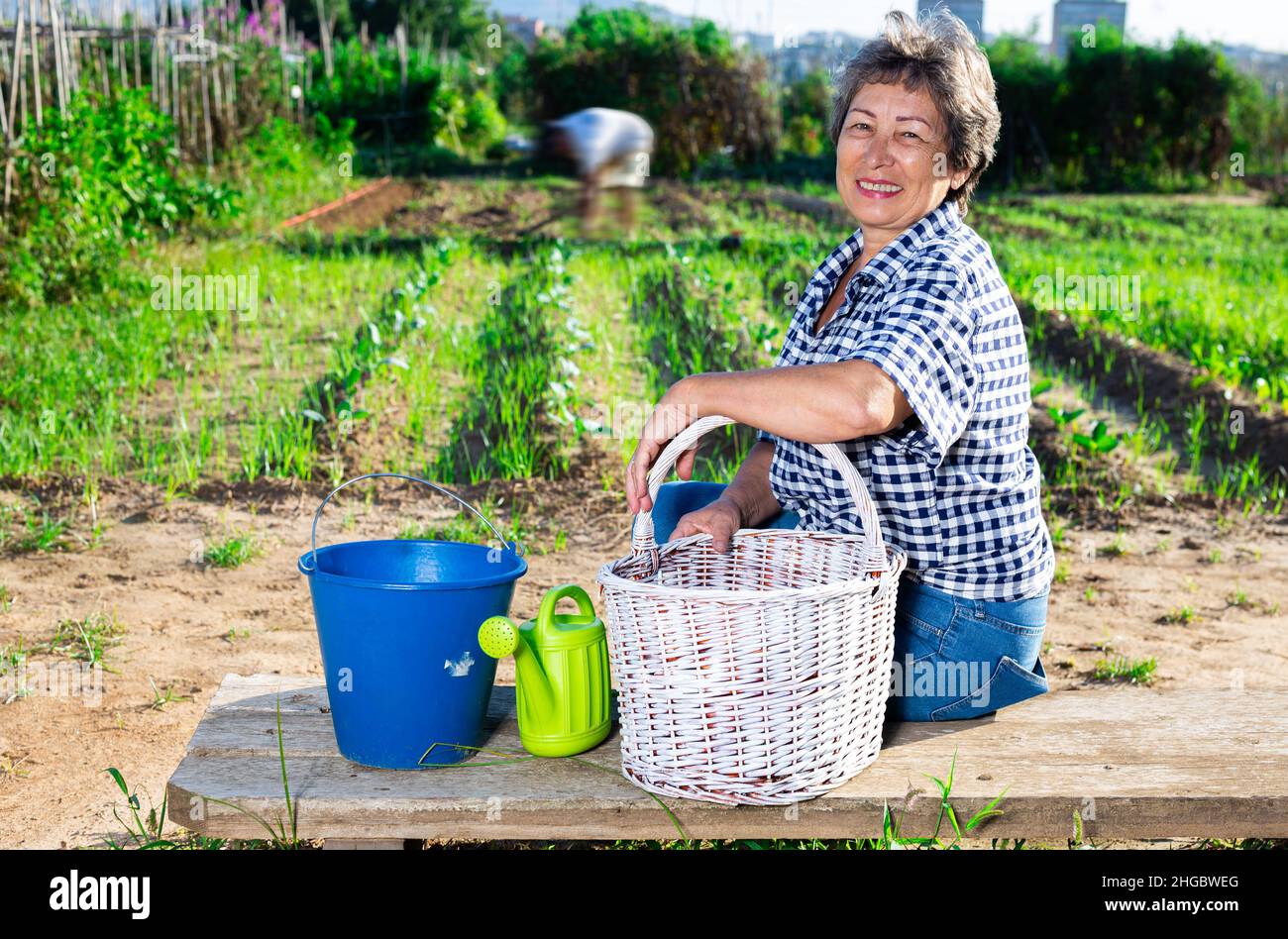 Portrait of mature woman at rural landscape Stock Photo - Alamy