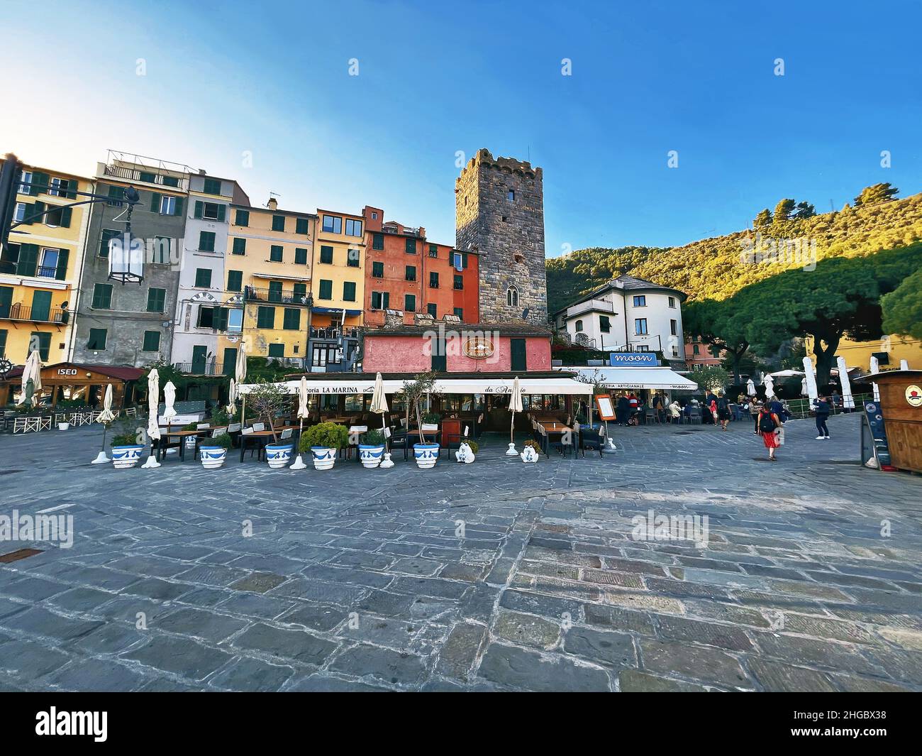 Portovenere main square, La spezia, Liguria Stock Photo - Alamy