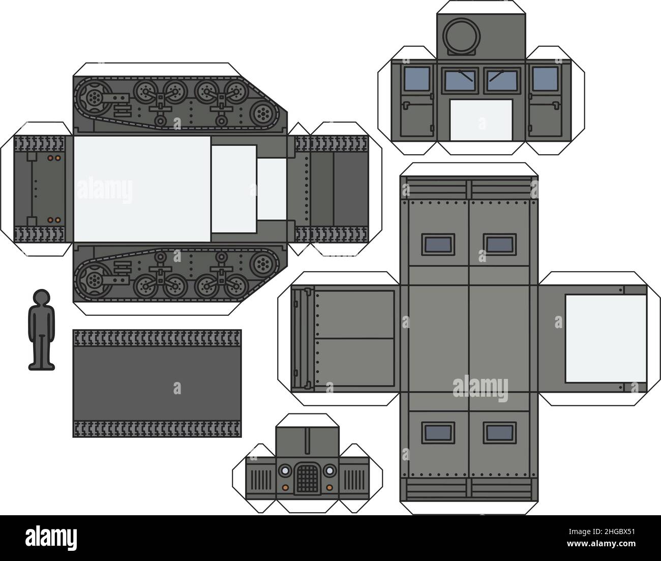 The paper model of a vintage khaki artillery tractor Stock Vector Image ...