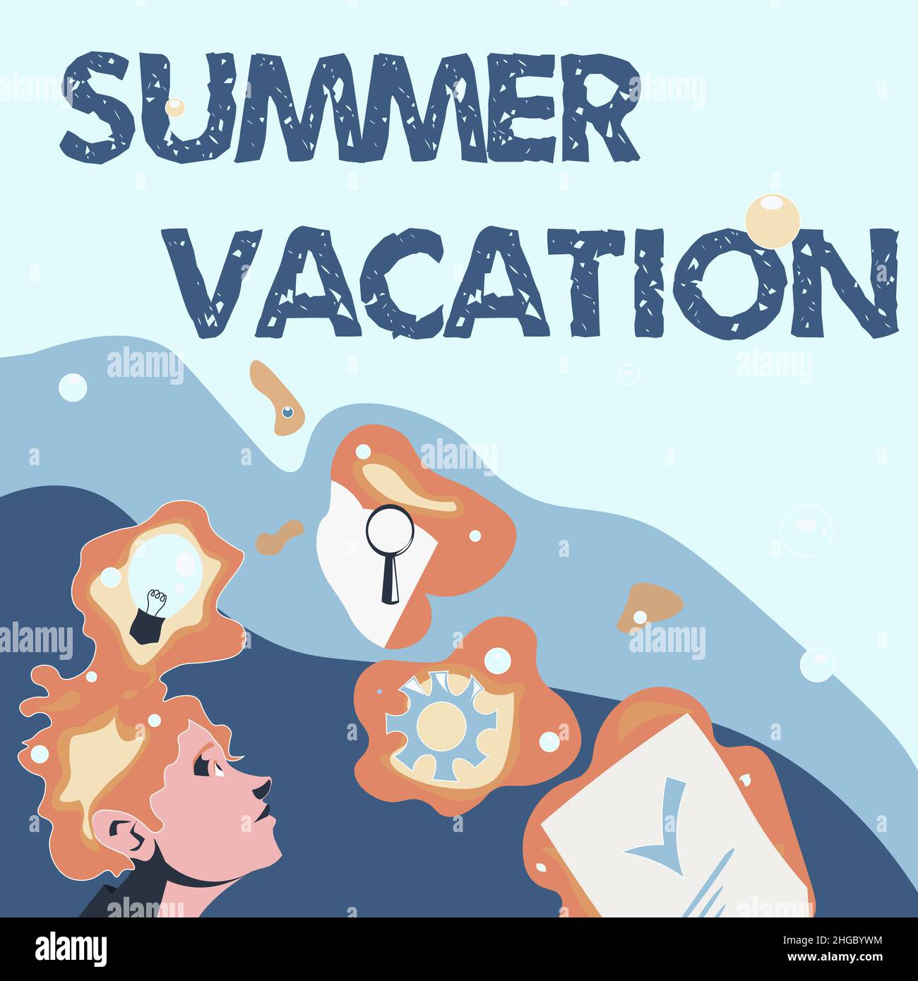 Handwriting text Summer Vacation. Word for several short trips which ...
