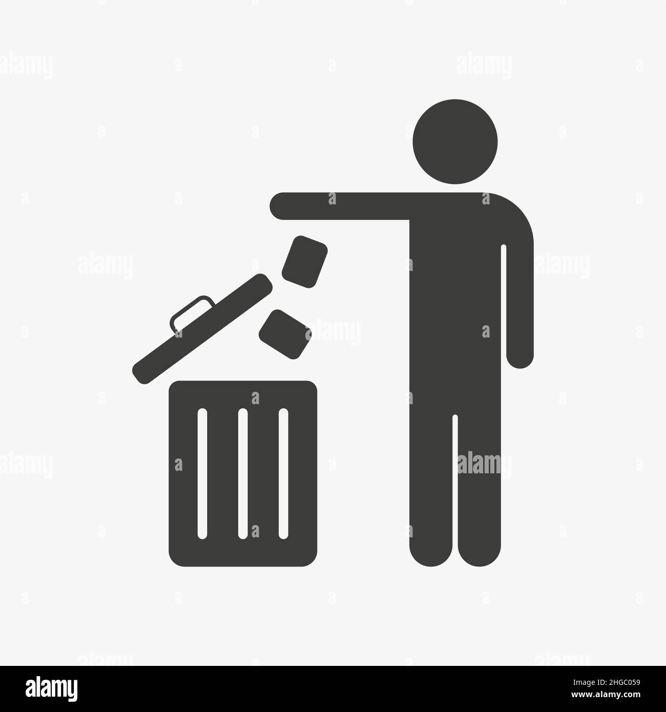 Man throwing trash into a basket vector icon Stock Vector Image & Art ...