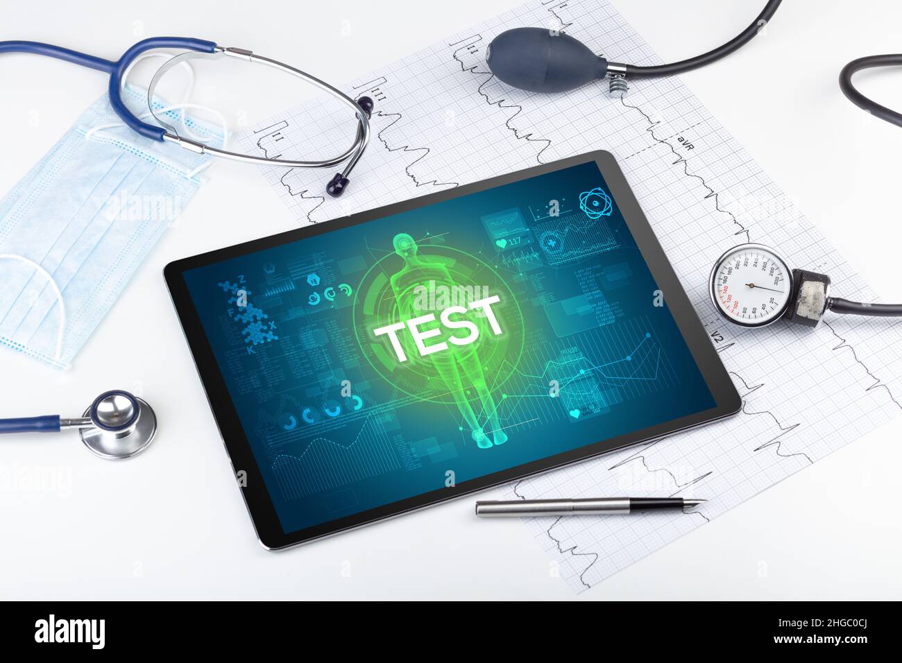 Tablet pc and doctor tools Stock Photo - Alamy
