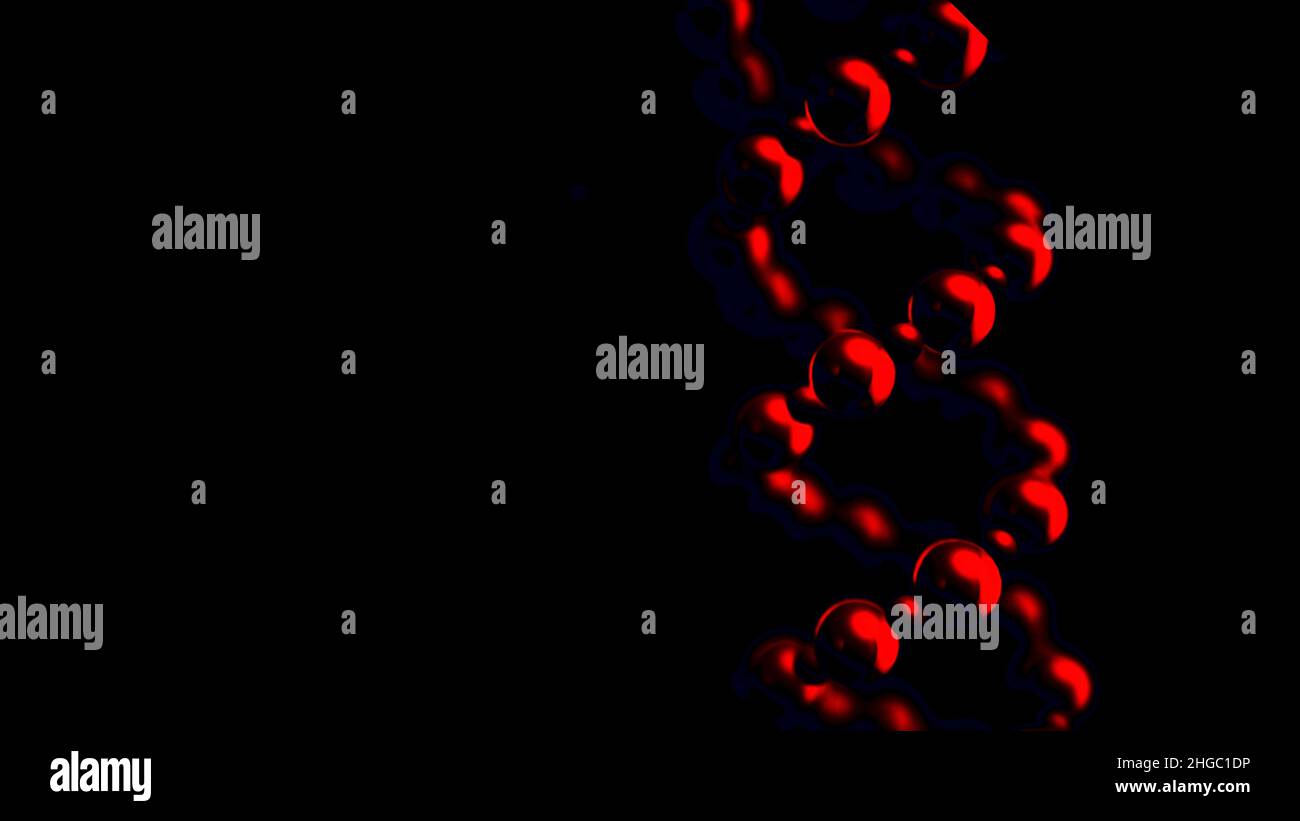 Abstract Dna Double Helix Of Dark Red Color Rotating On Black