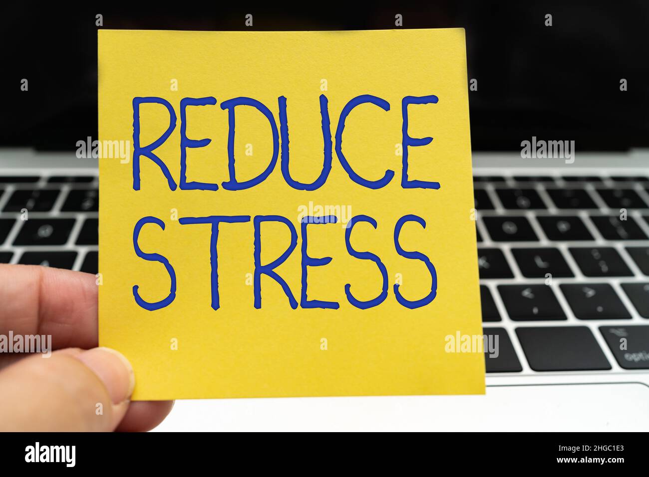 Text caption presenting Reduce Stress. Business overview to lessen the ...