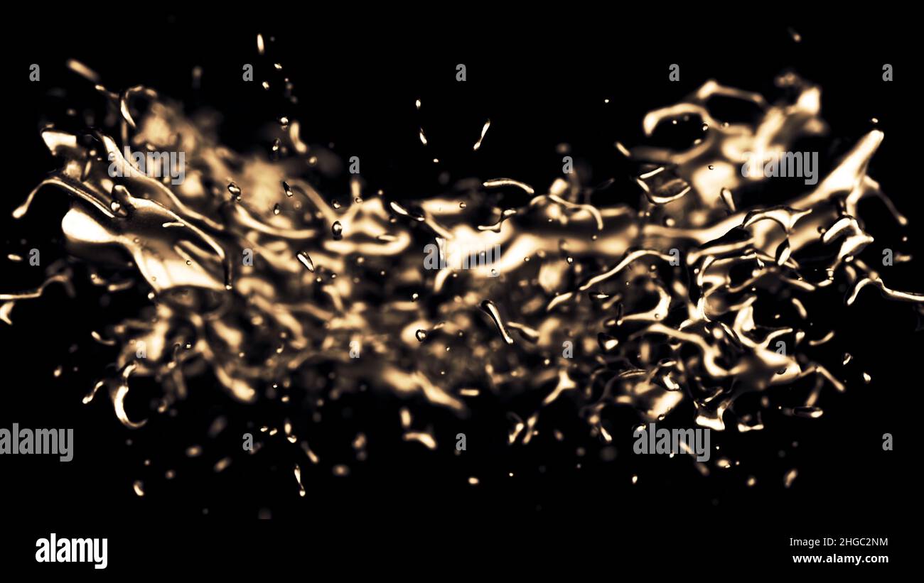 Close up for abstract, rotating water splash of copper color isolated ...
