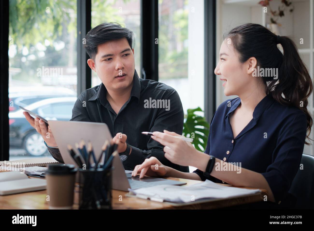 Business people and accountant making working audit with her team ...