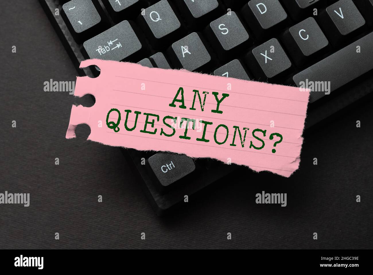 Hand writing sign Any Questions Question. Business concept Allowing any ...