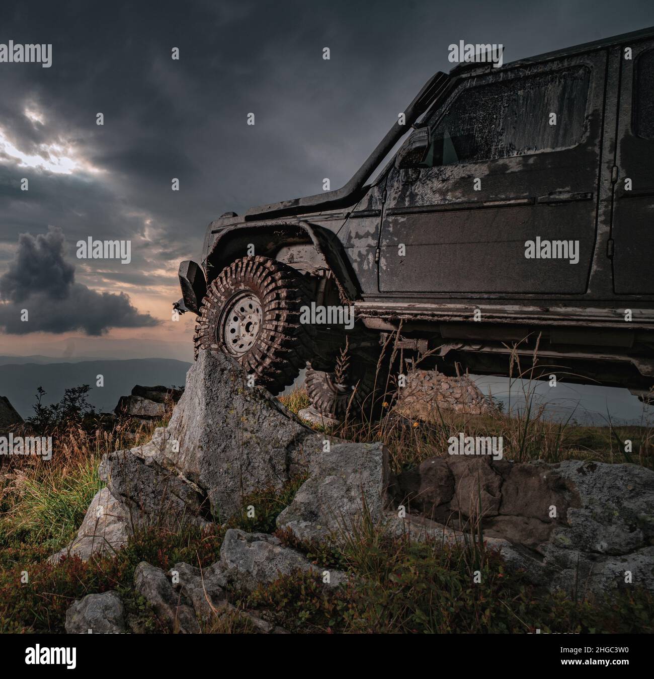 Water splash in off-road racing. Off road jeep expedition to the ...