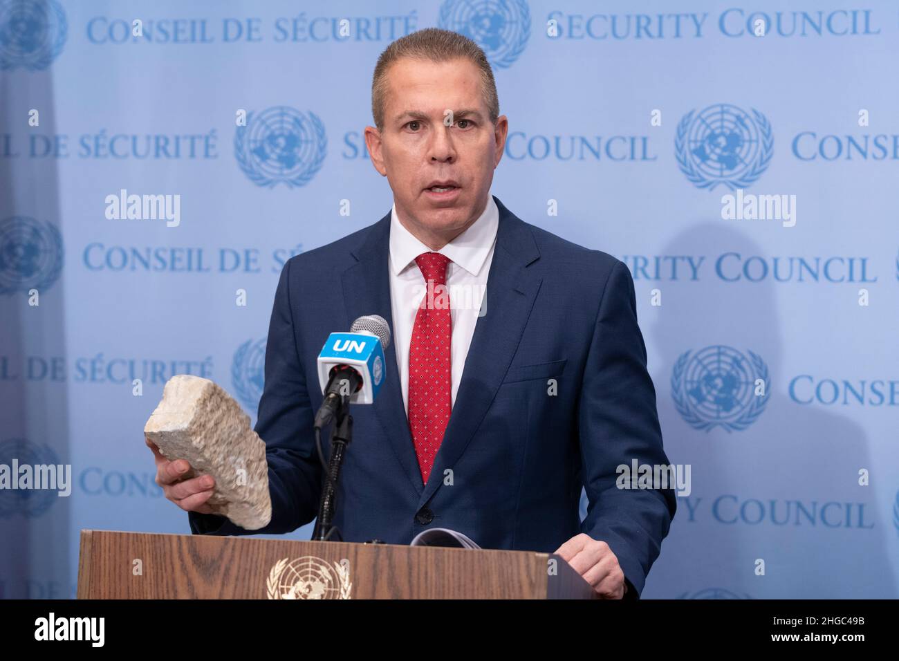 New York, NY - January 19, 2022: Ambassador Gilad Erdan, Permanent ...