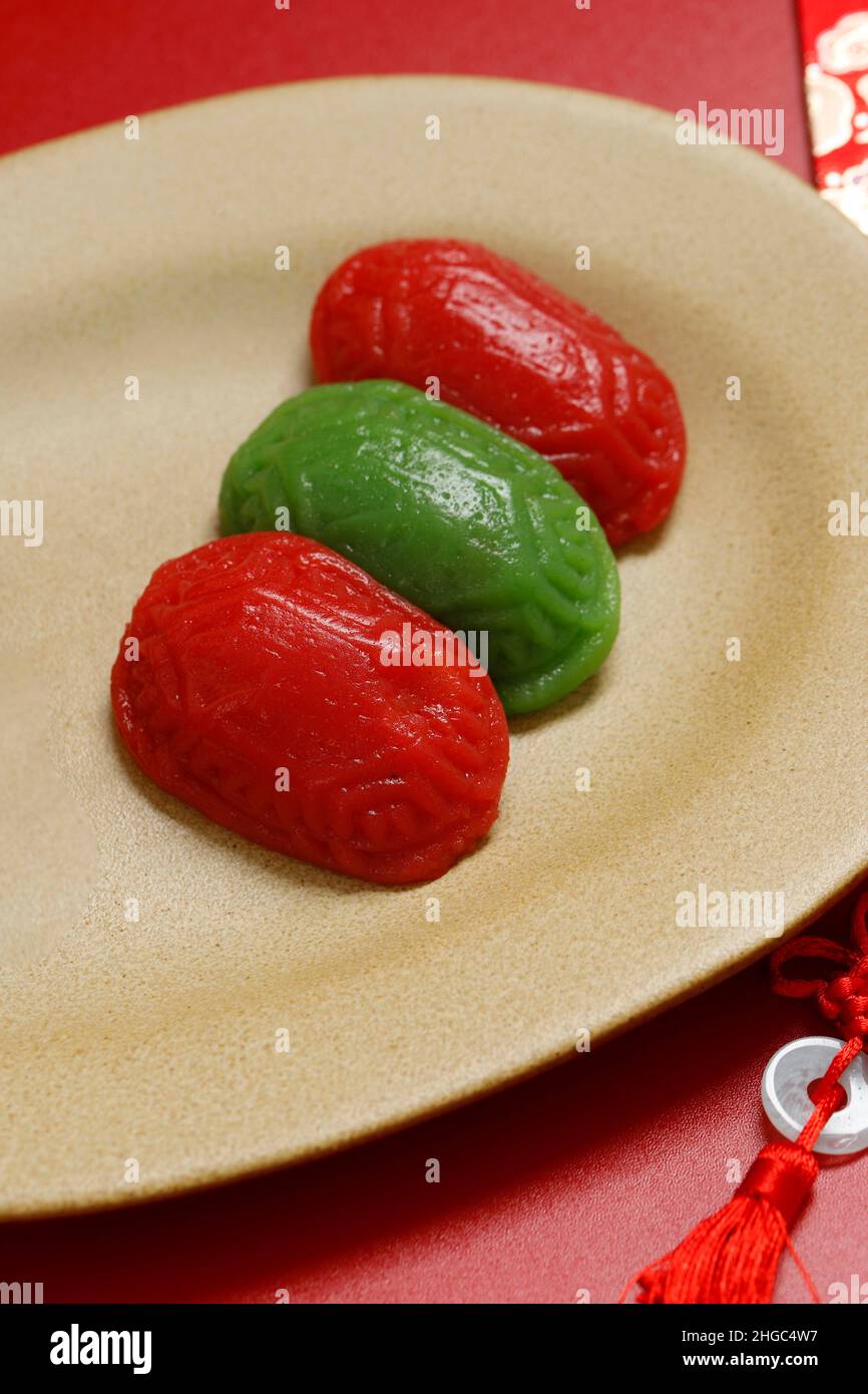 Ang Ku Kueh or Kue Ku. Steamed Chinese Pastry of Glutinous Rice Skin ...