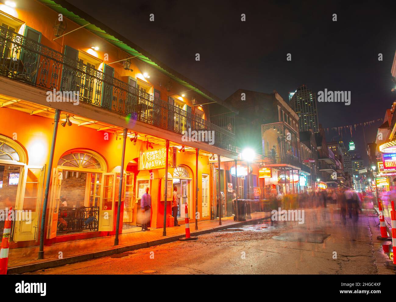Pier 424 Seafood Market at night on 424 Bourbon Street near St Louis ...