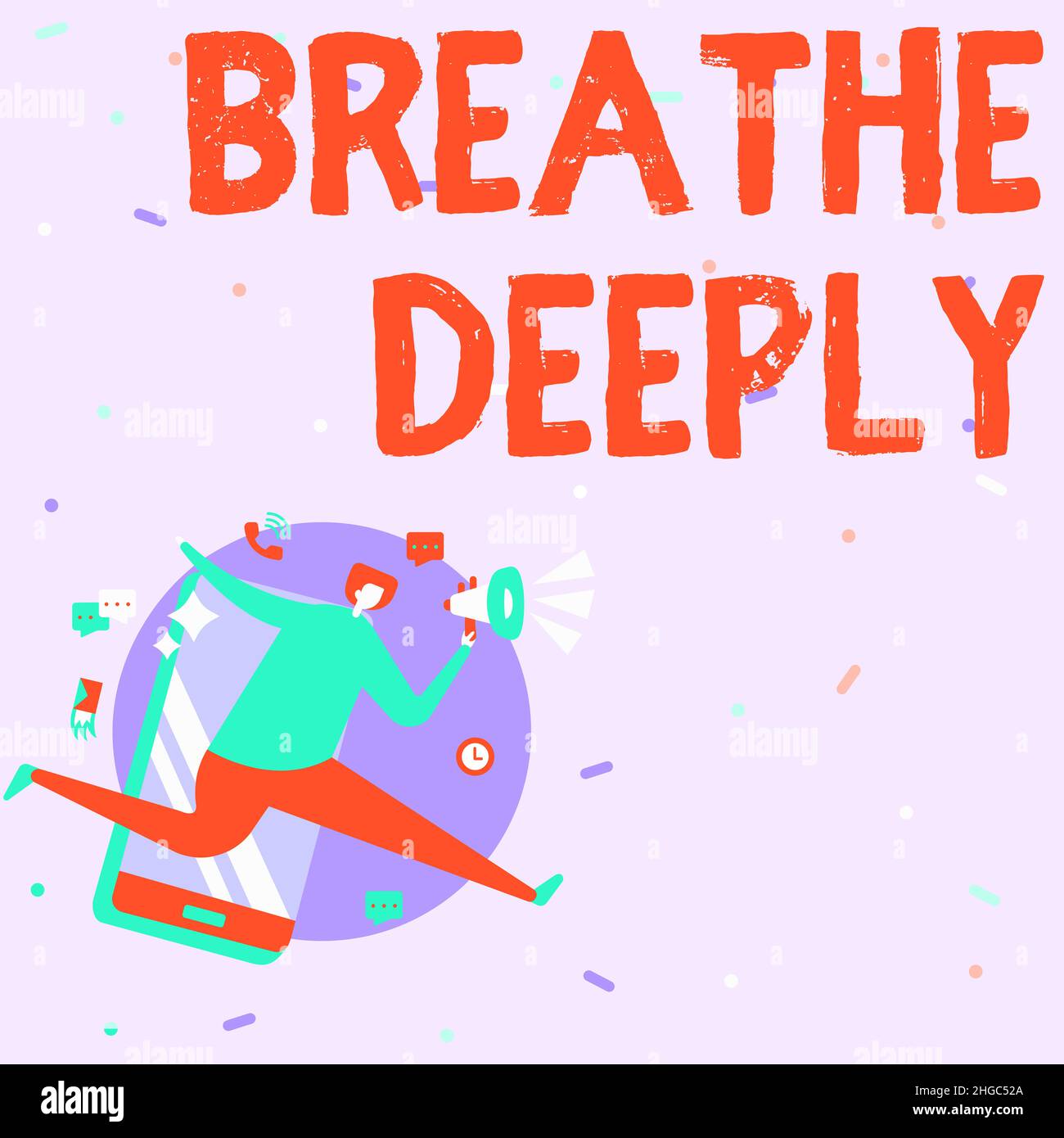 Text sign showing Breathe Deeply. Word for to take a lot of air into ...