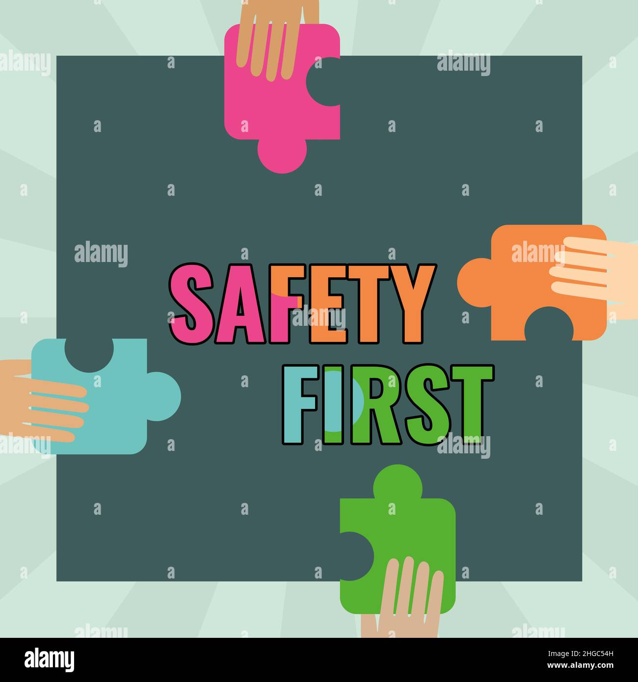 Sign displaying Safety First. Word Written on used to say that the most ...