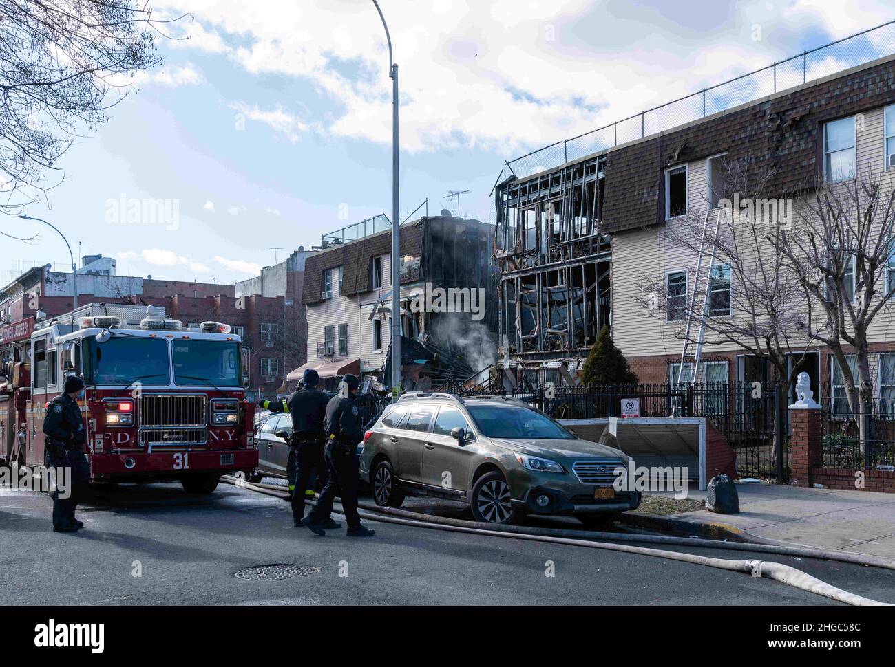 Bronx, New York, USA. 18th Jan, 2022. A massive explosion leveled a 3 ...