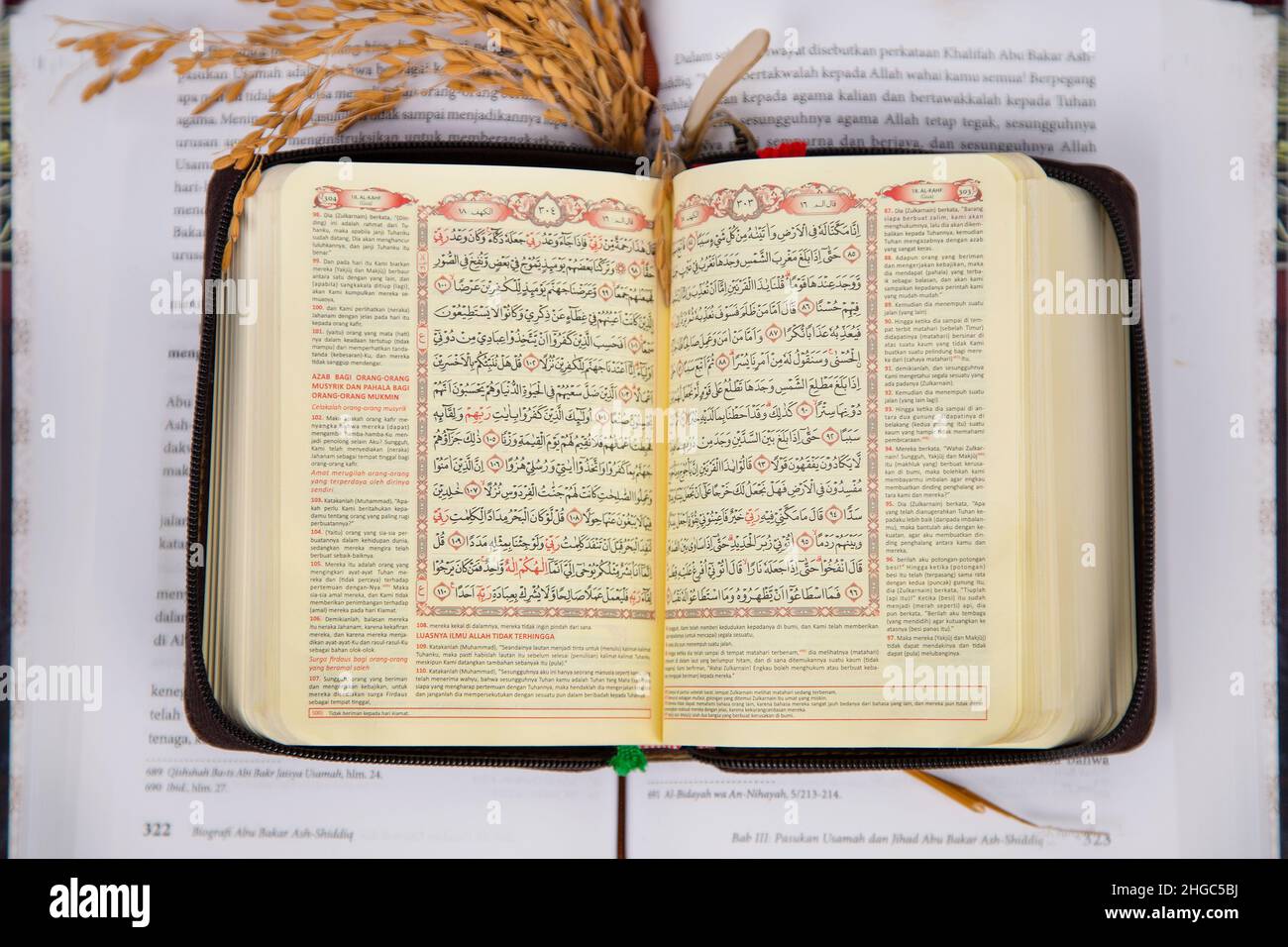 An Open Holy Quran on Top of a Book Stock Photo - Alamy