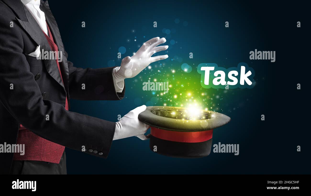 Illusionist is showing magic trick Stock Photo - Alamy