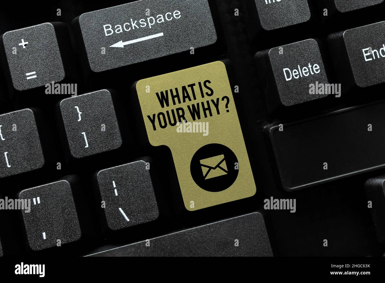 Hand writing sign What Is Your Why Question. Business approach asking ...