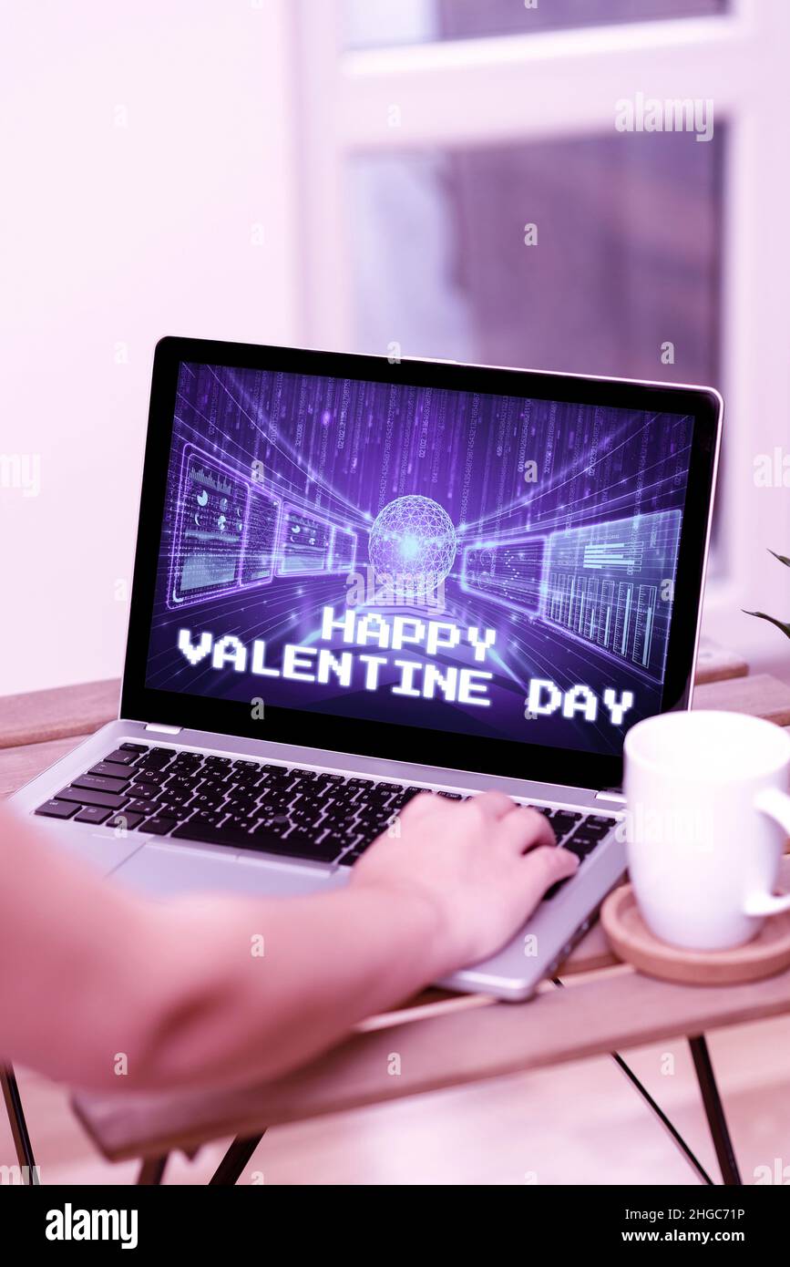 Text showing inspiration Happy Valentine Day. Internet Concept a ...