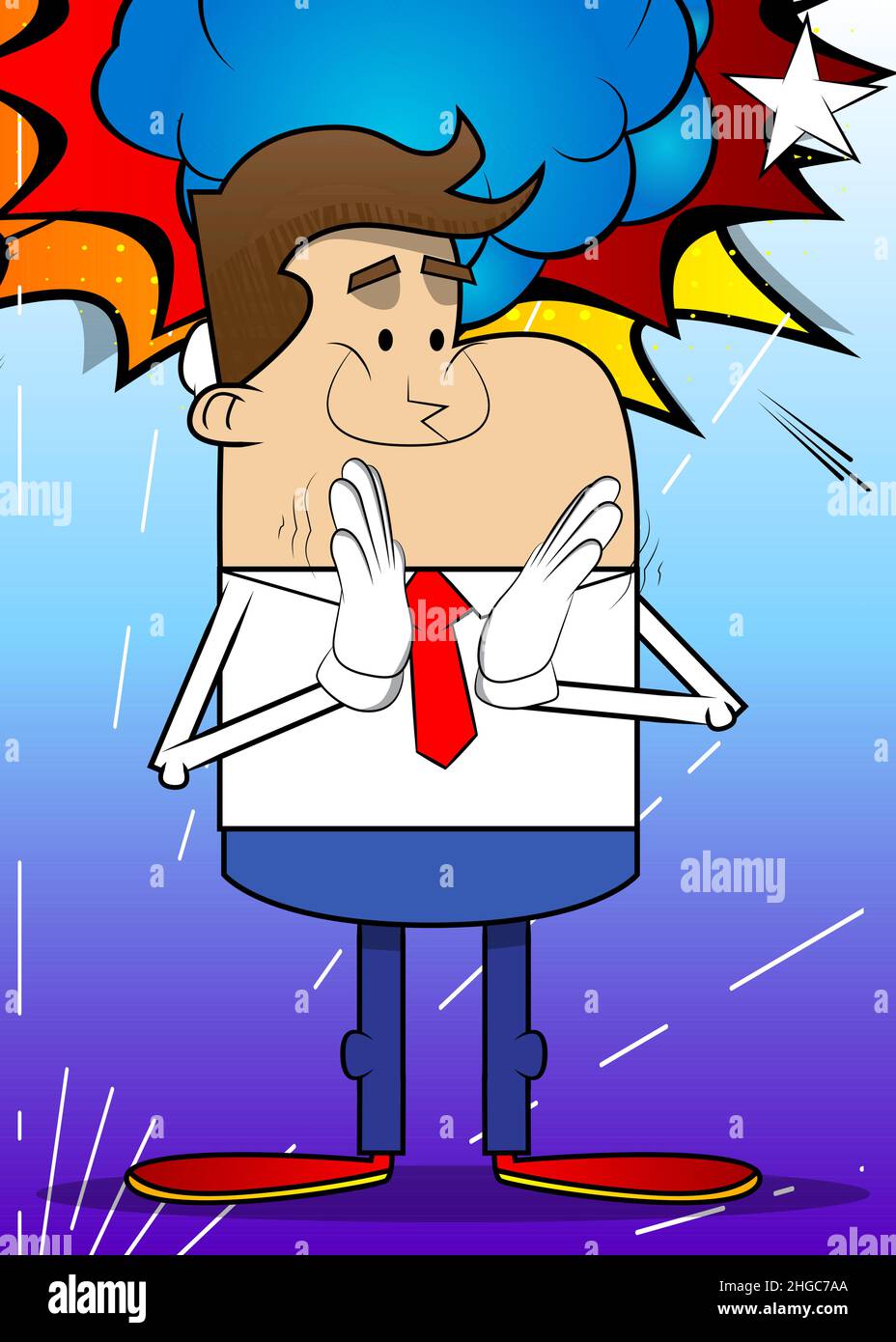 Simple retro cartoon of a businessman with clapping hands. Professional ...