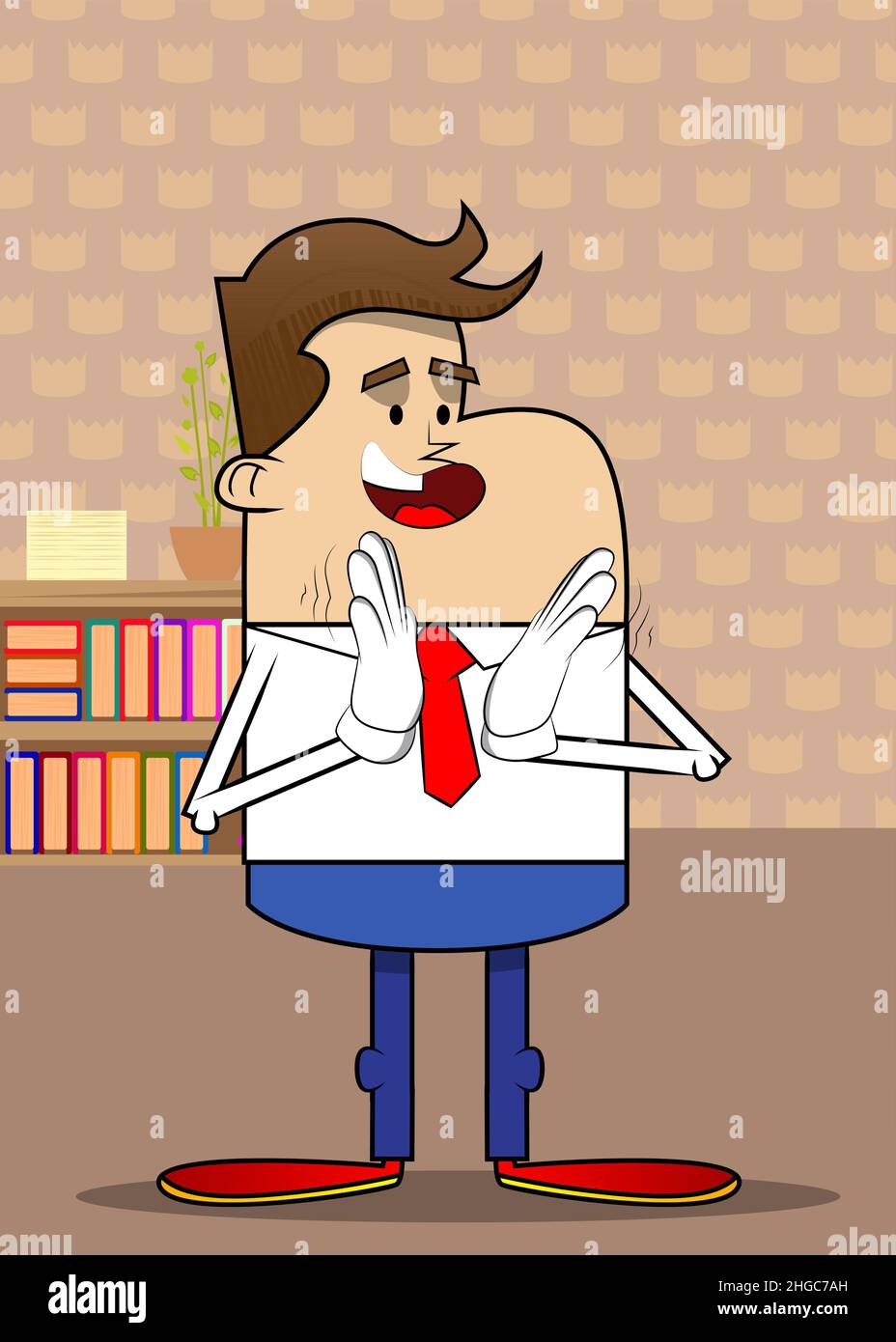 Simple retro cartoon of a businessman with clapping hands. Professional ...