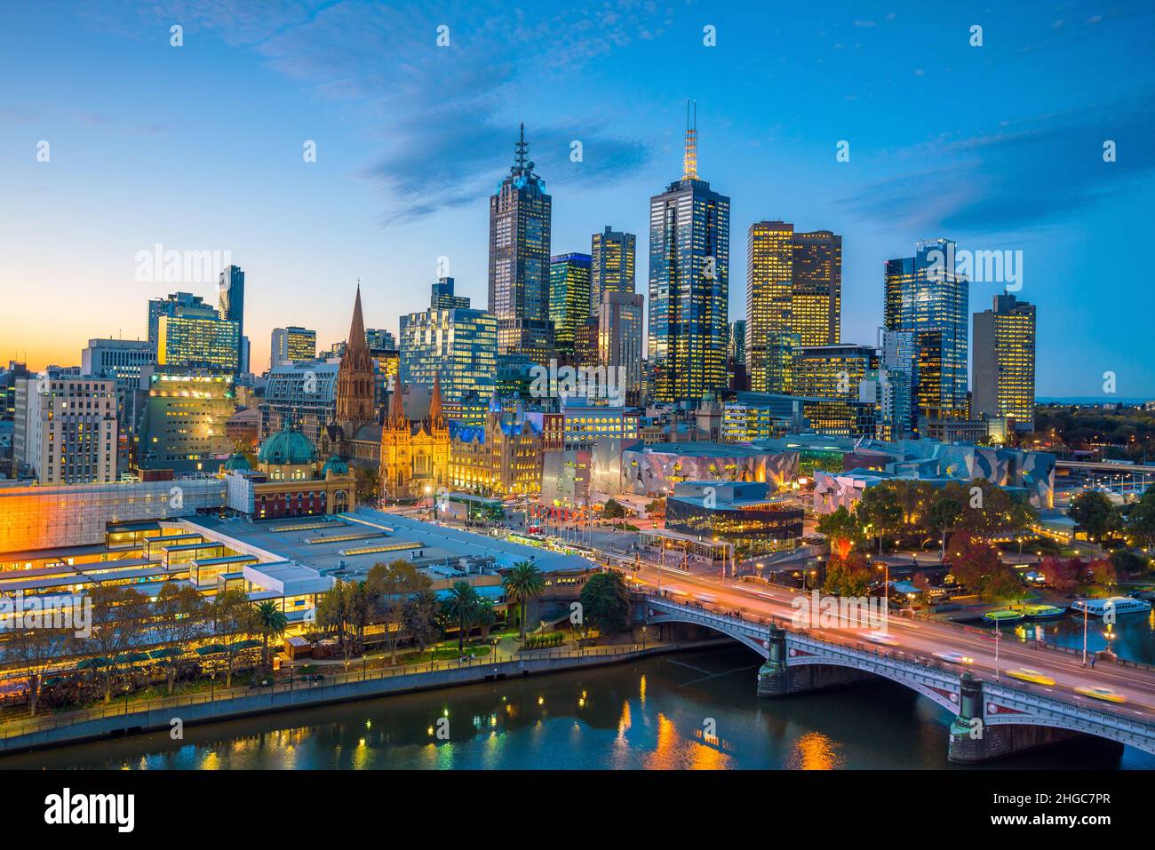 Melbourne city skyline at twilight in Australia Stock Photo - Alamy