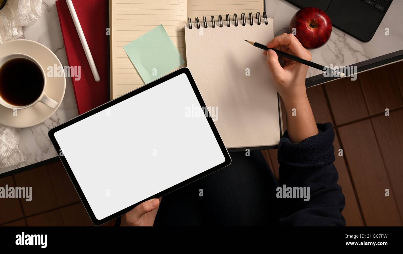 Overhead shot female college hi-res stock photography and images - Alamy