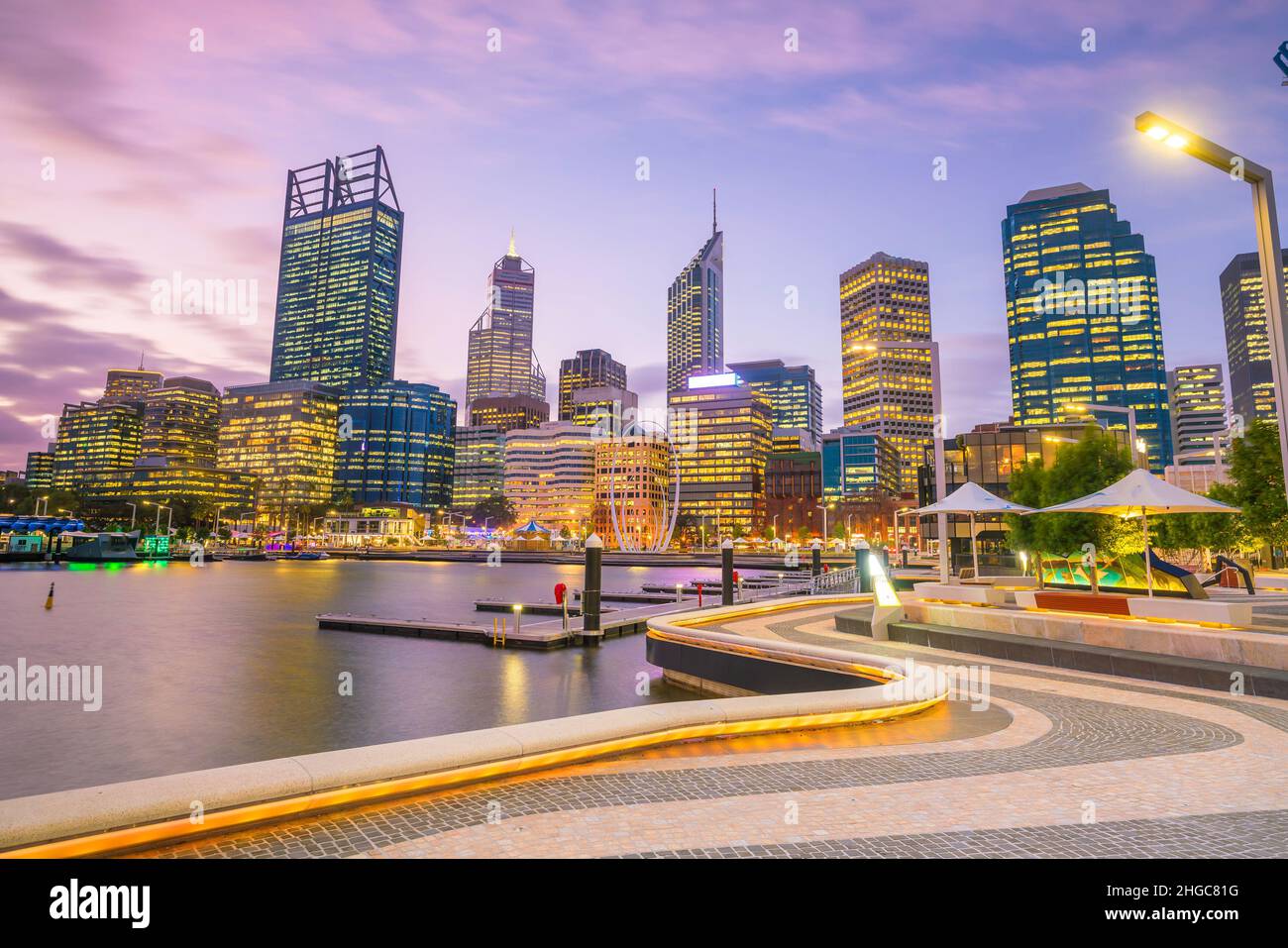 Downtown Perth skyline in Australia at twilight Stock Photo - Alamy